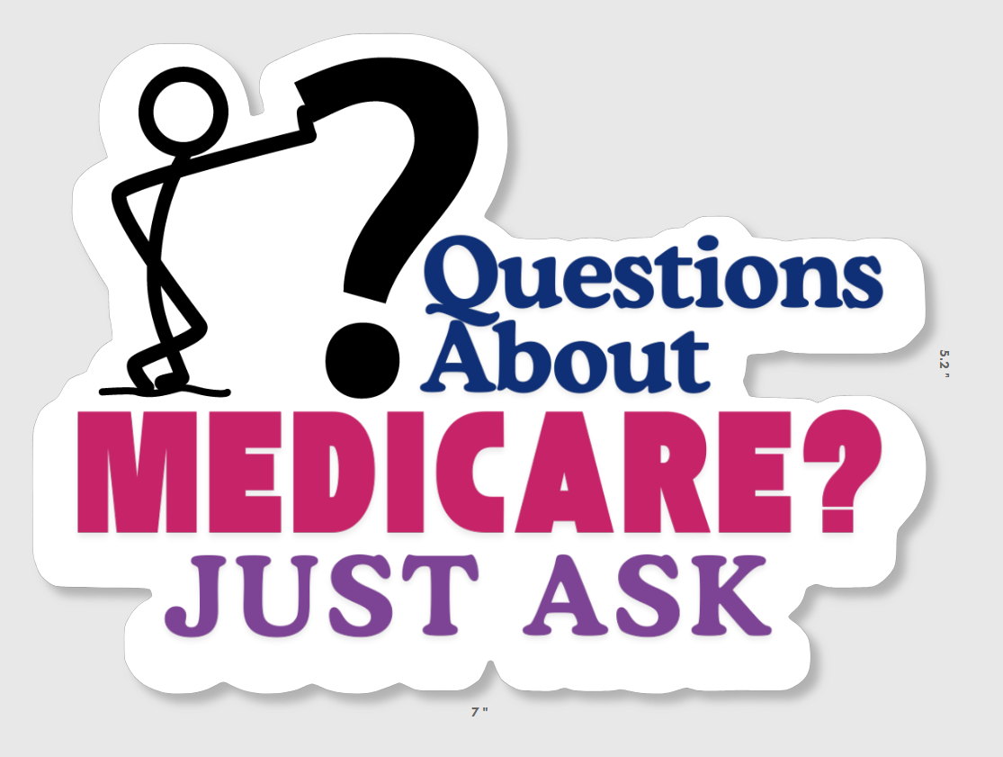 Ask Me About Medicare Stick figure sticker | Shop Insurance Answers Now